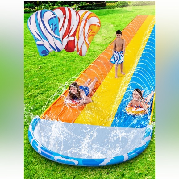 Toys | Kids 225ft Triple Wavewaterslidew Sprinkler Boogie Boards | Poshmark